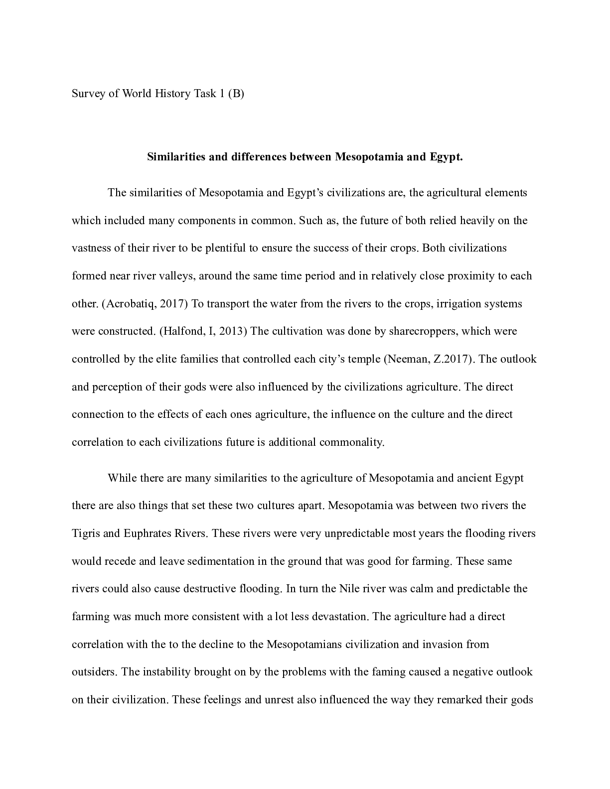 Survey of World History Task 1 (B).docx Survey of World History Task 1 (B) Similaritie ...